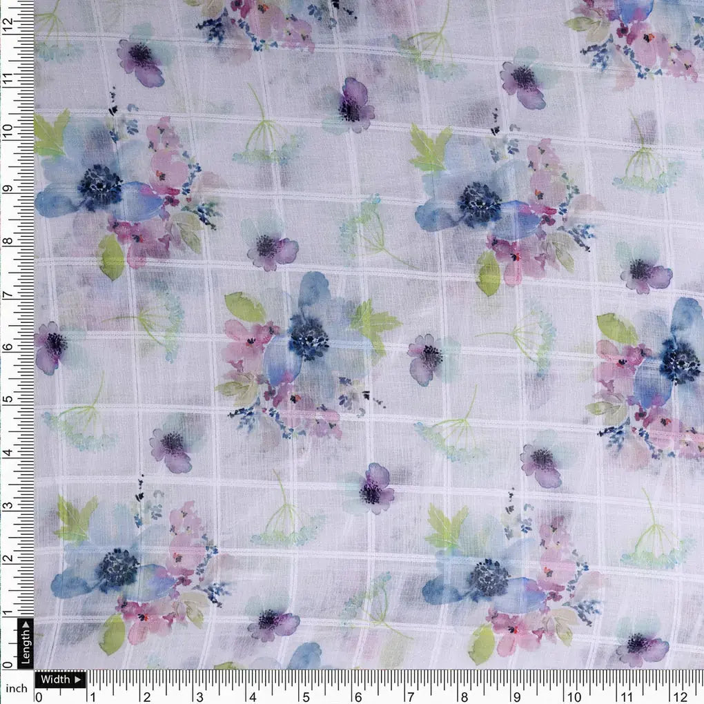 Gorgeous Linen Fabric: Blue and Pink Floral Print for Classy Home Decor ...