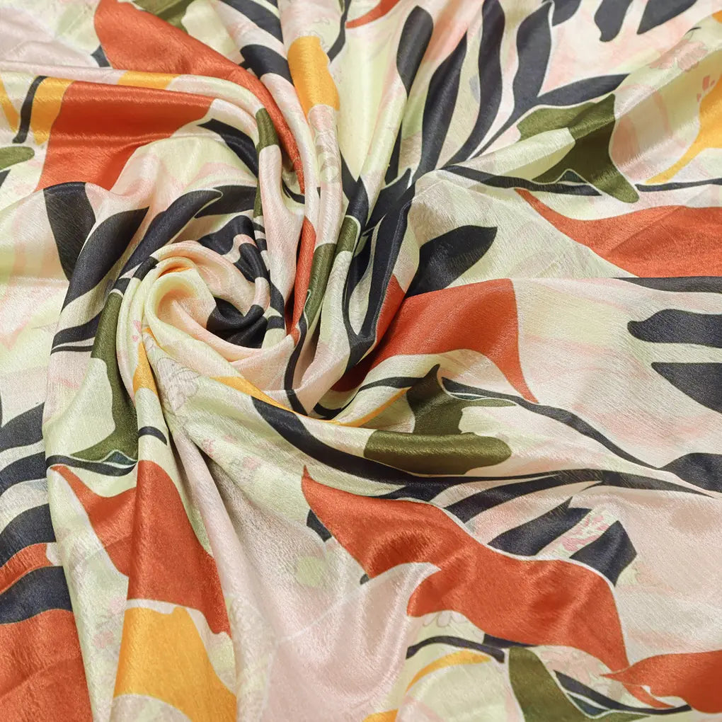 Abstract Botanical Print Chinon Fabric | FAB VOGUE Studio