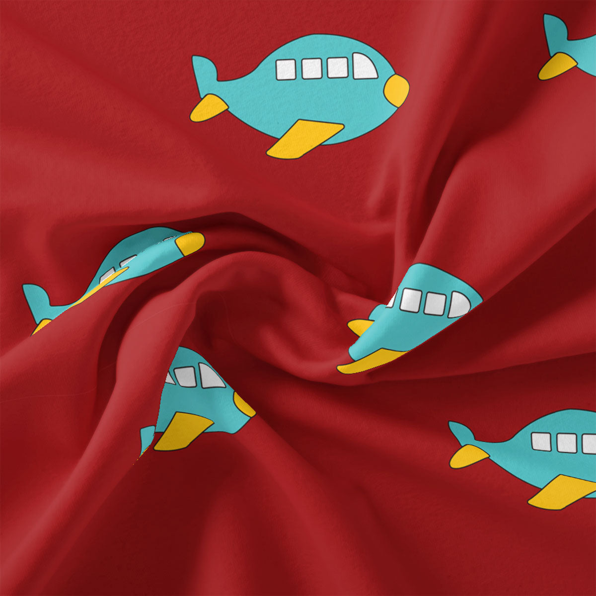 Digital Printed Muslin Fabric - Airplane Pattern - Red - Unstitched ...