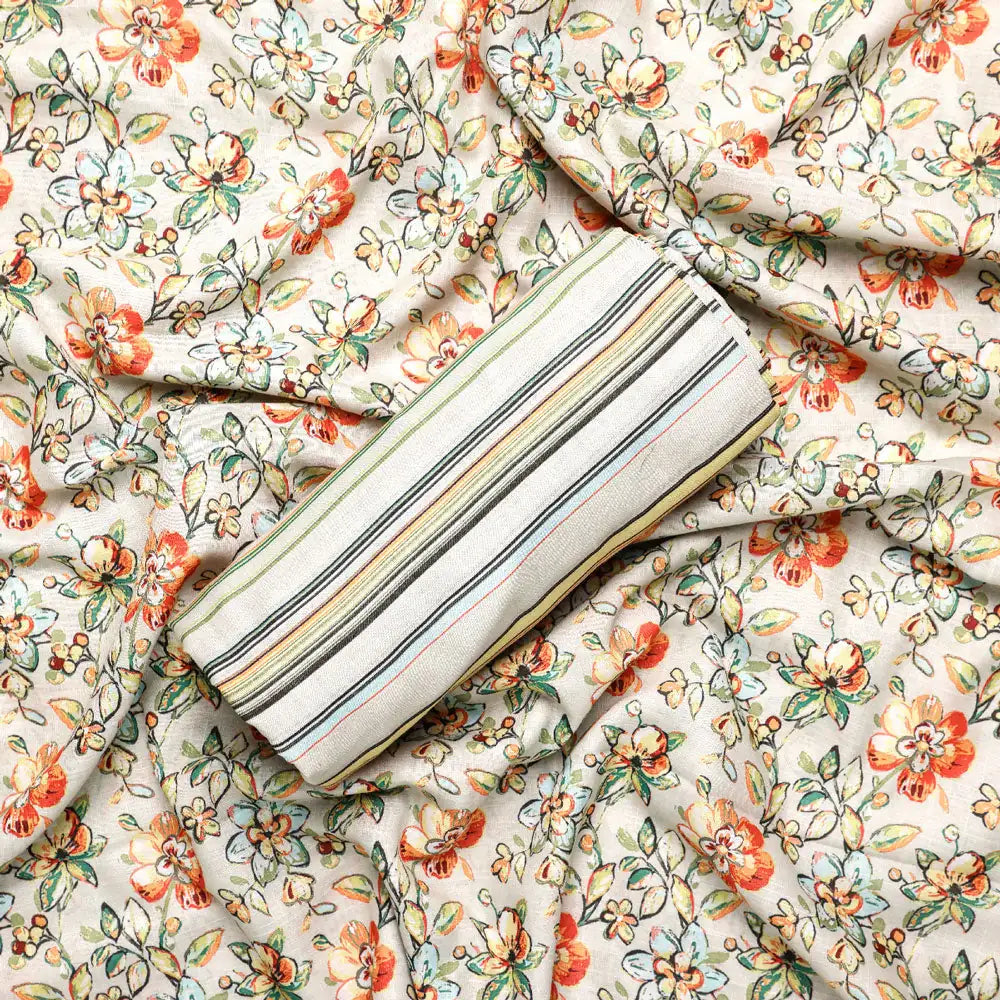 Linen Fabric | Green Suzani Printed Unstitched Fabric Set – FAB VOGUE ...