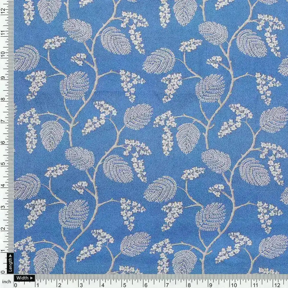 Buy White Jasud Flower With Stalk Silk Crepe Salwar Suits Printed ...