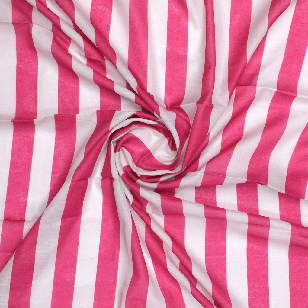 Pink and White Striped Muslin Fabric - Unstitched Fabric for Dresses ...
