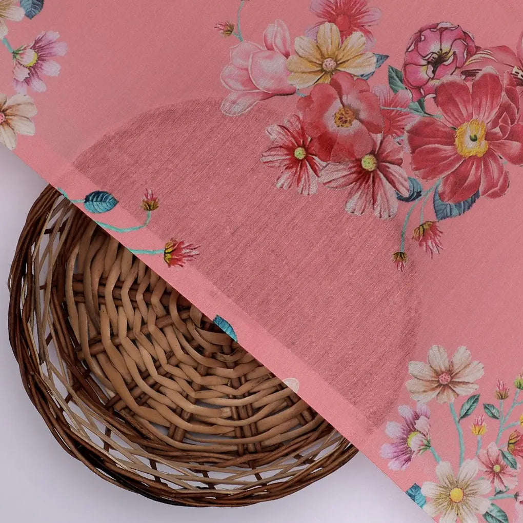 Buy Calico Colorful Flower Poly Muslin Digital Printed Fabric – FAB ...