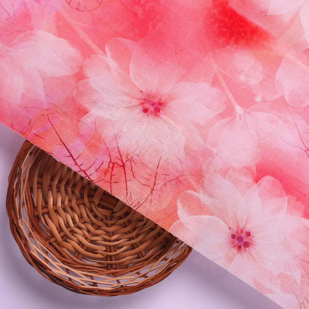 Buy Beautiful Red Floral Pure Cotton Digital Printed Fabric – FAB VOGUE ...