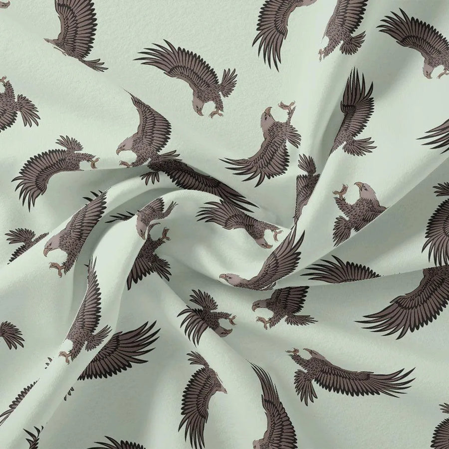 Digital Printed Pure Cotton Fabric - Flying Eagles Design for Crafting ...