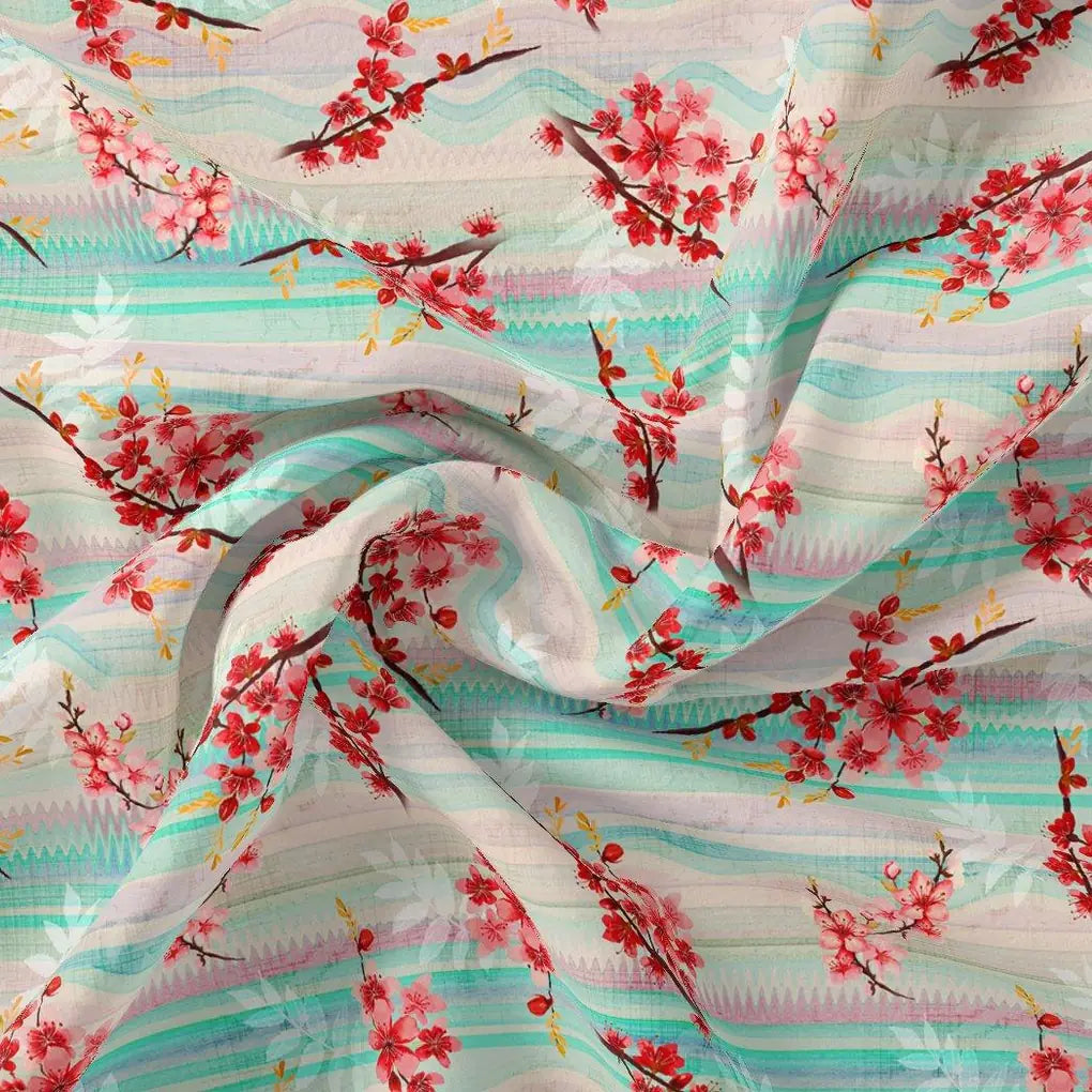 Pure Cotton Floral Digital Printed Fabric - Unstitched Fabric – FAB ...