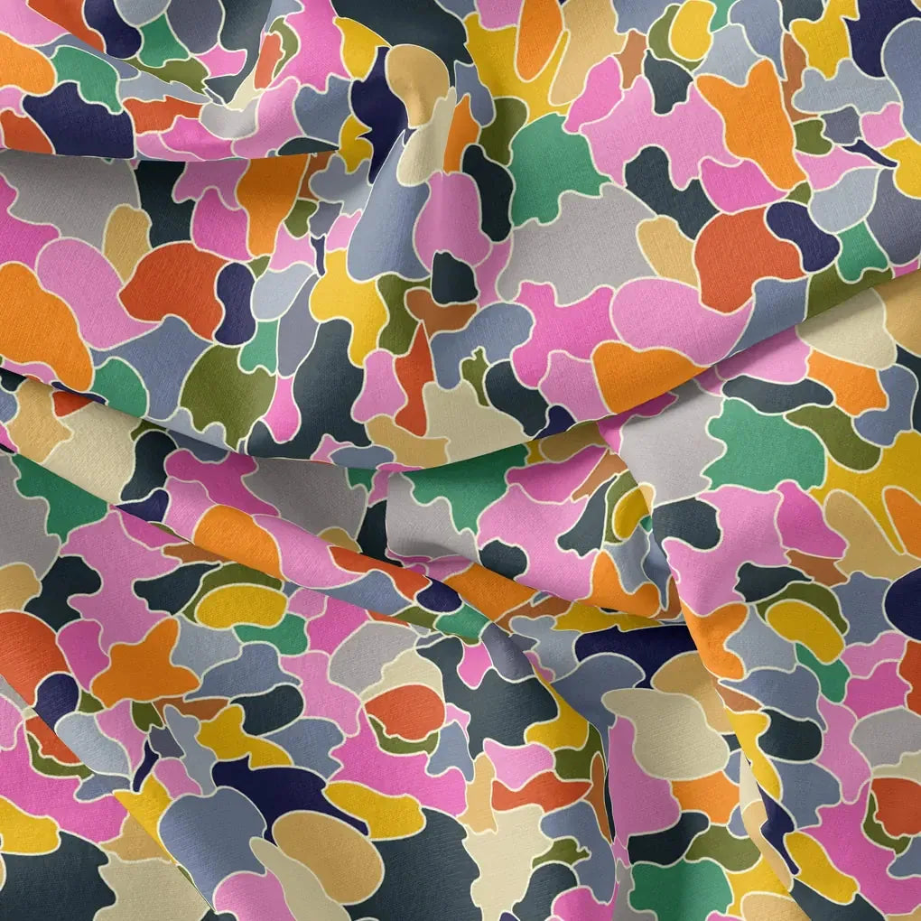 Digital Printed Viscose Georgette Fabric - Colorful Abstract Pattern ...
