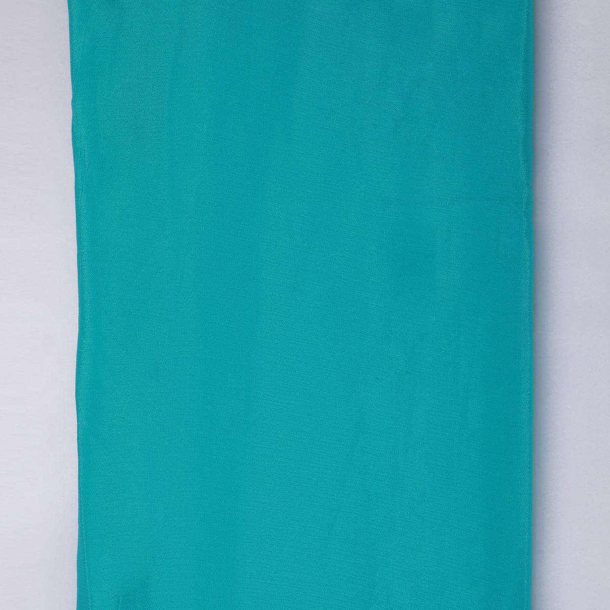 Buy Rama Blue Colour Pure Chinon Unstitched Plain Dyed Fabric – FAB ...