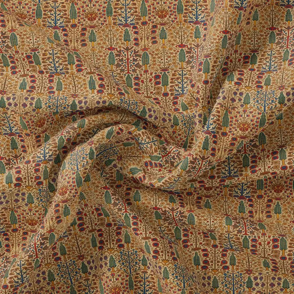 Digital Printed Pashmina Unstitched Fabric - Beige Red Floral – FAB ...