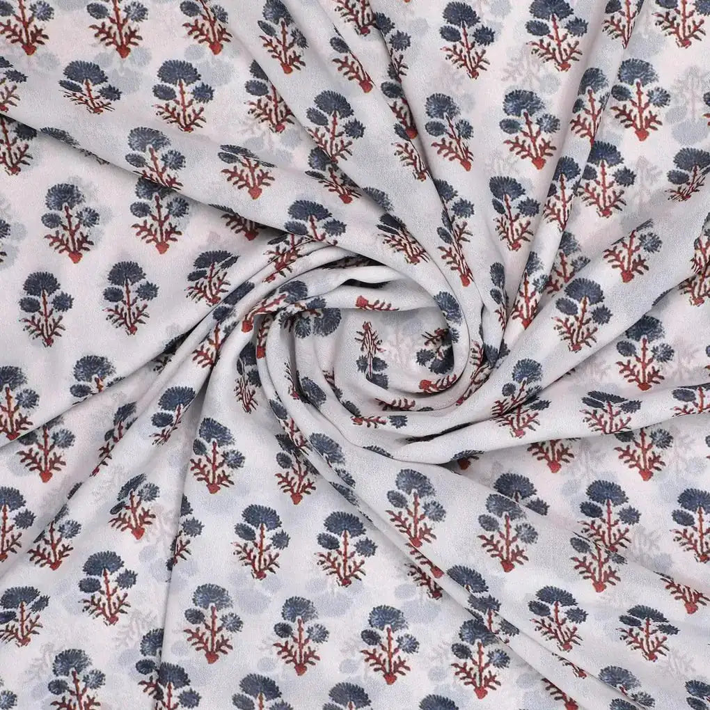 Weightless Polyester Fabric Unstitched - Blue Floral Print – FAB VOGUE ...