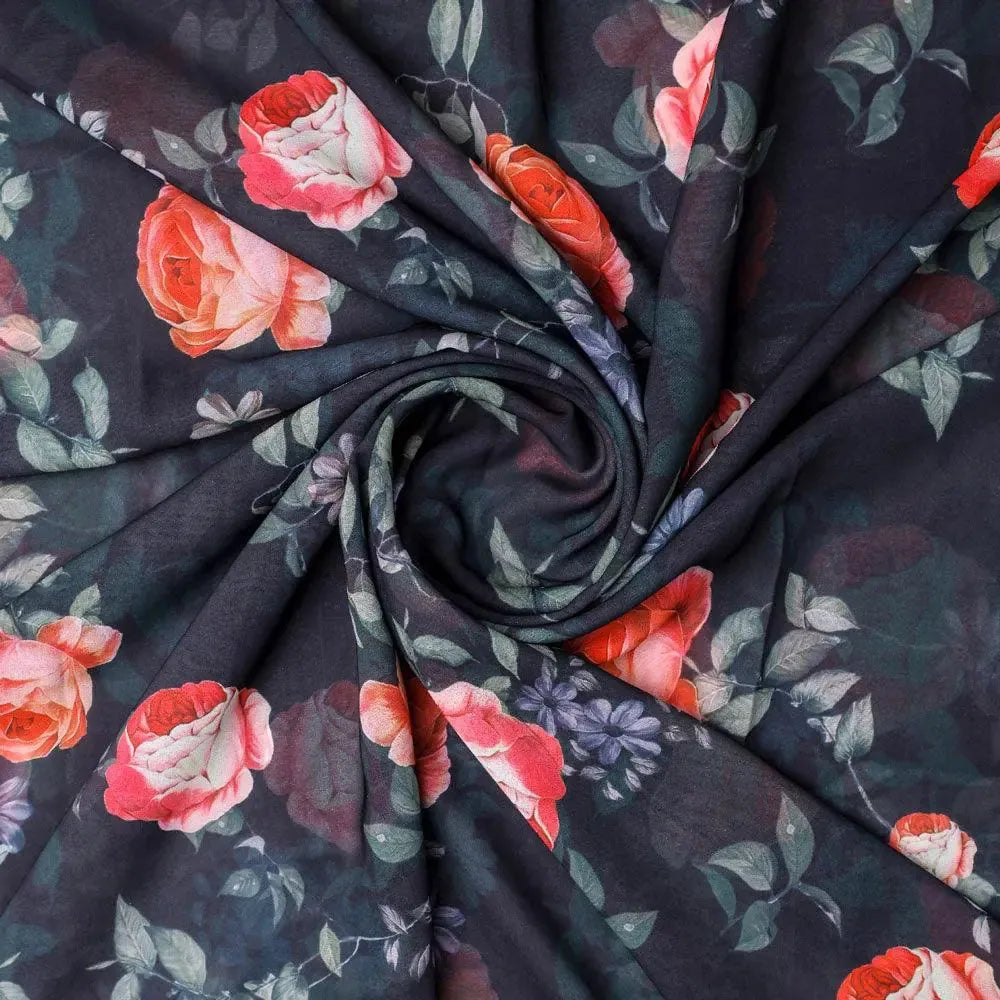 Weightless Digital Printed Polyester Fabric - Floral Print - Unstitched ...