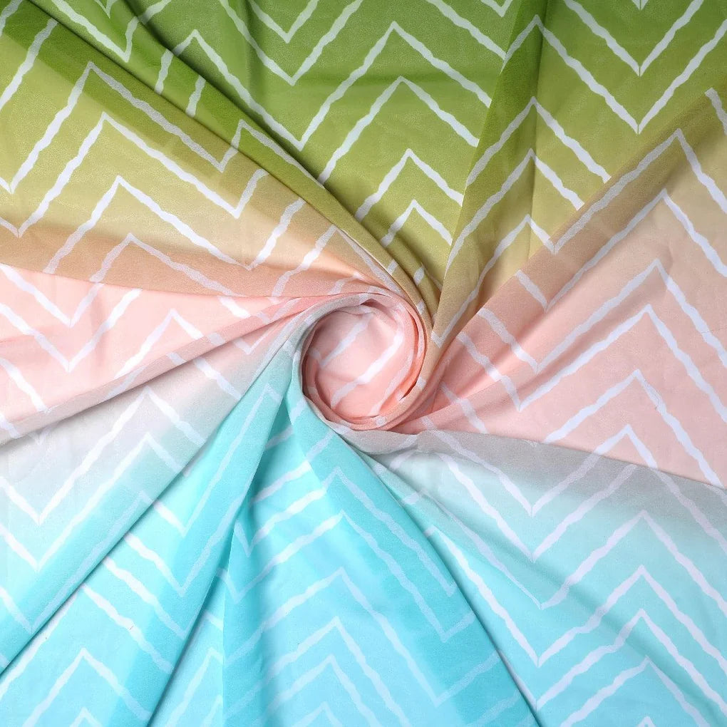 Weightless Polyester Fabric - Ombre Chevron Digital Printed Unstitched ...