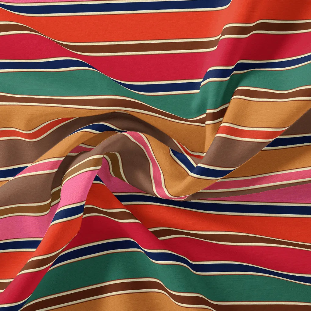 Weightless Polyester Fabric - Multicolor Striped - Unstitched Fabric ...
